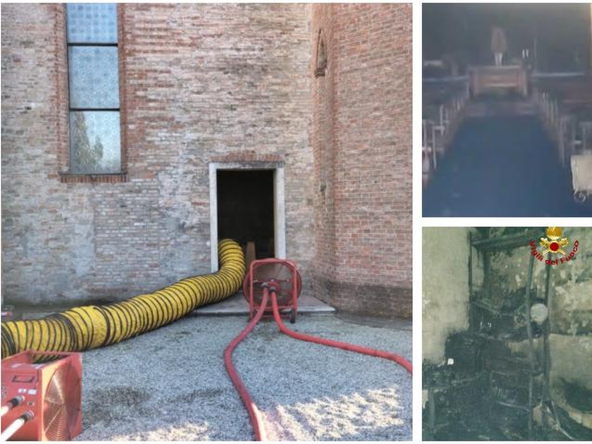 Venezia, incendio nella chiesa di Gruaro: sagrestia distrutta e spazi sacri anneriti dal fumo ...