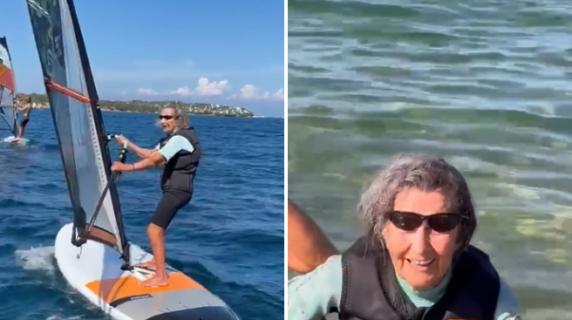 Maria Carla Rivano, 98 anni: eccola a mare con la sua tavola da ...