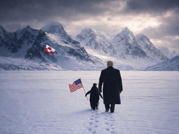 Trump con un pinguino alla conquista della Groenlandia: «Ma non sapete ...