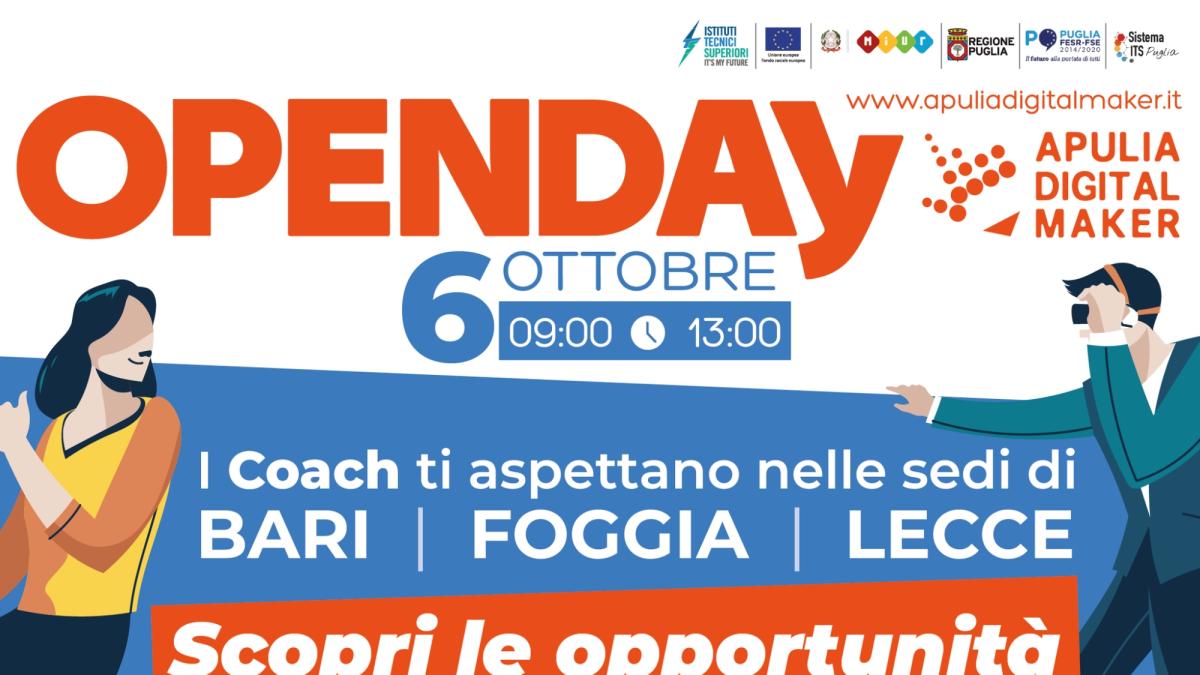 ITS Apulia Digital Maker, il 6 ottobre gli Open Day a Bari, Foggia e ...