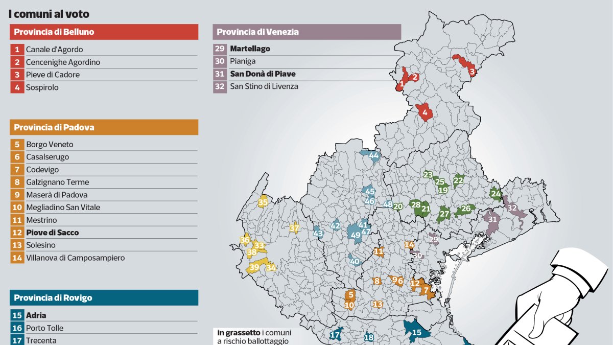 Elezioni in Veneto: 49 Comuni al voto e le grandi sfide di Treviso e ...