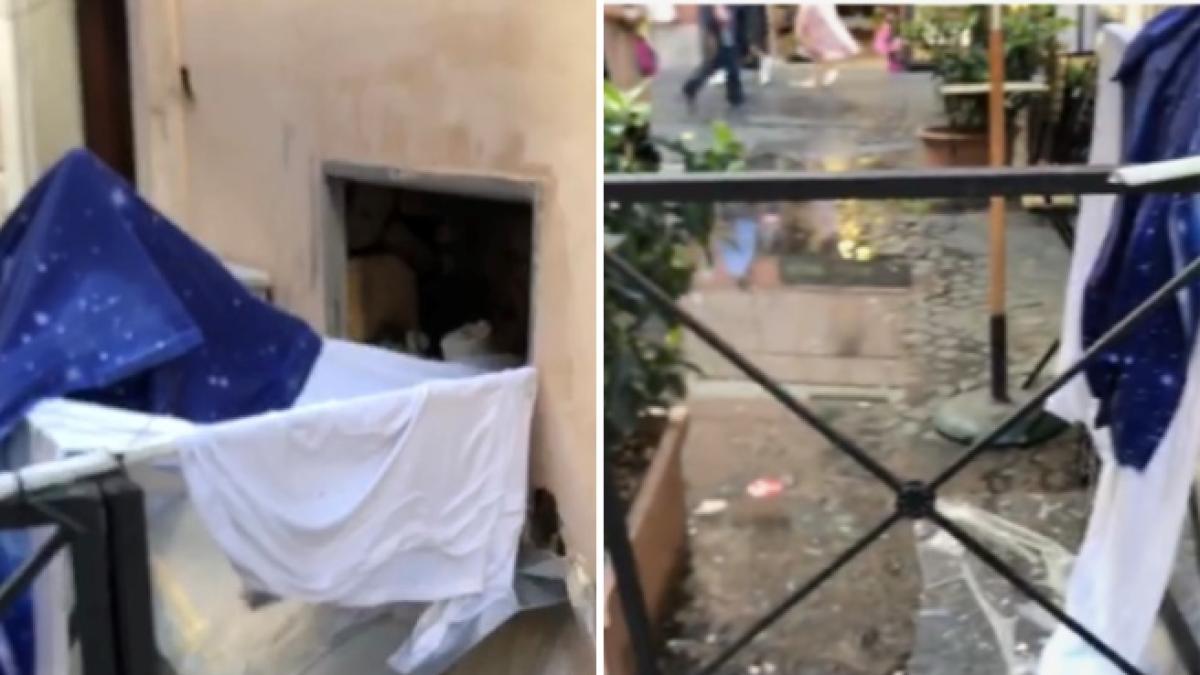 Roma, via di Parione, salta tubatura del palazzo e l'acqua sgorga per ...