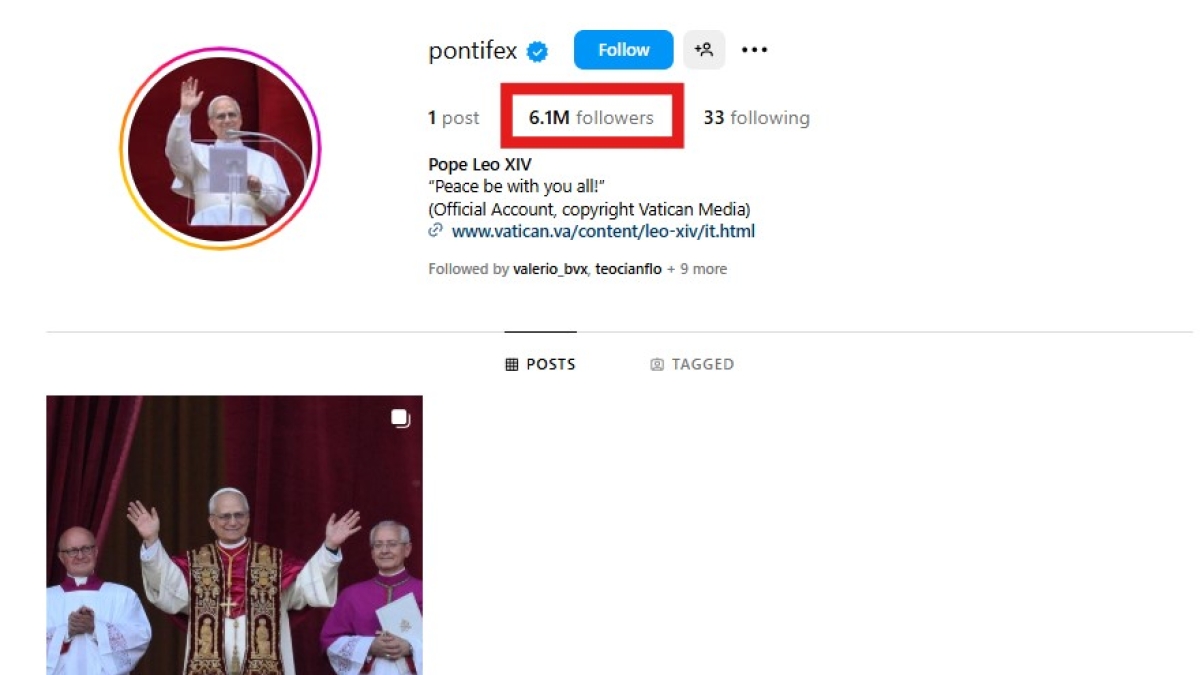 Su Instagram l'account «Pontifex» di Papa Leone XIV ha già numeri da ...