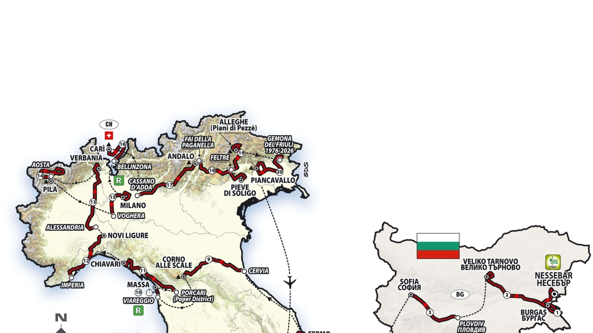 Tutte le tappe del Giro d'Italia 2026: una cronometro, sette arrivi in ...