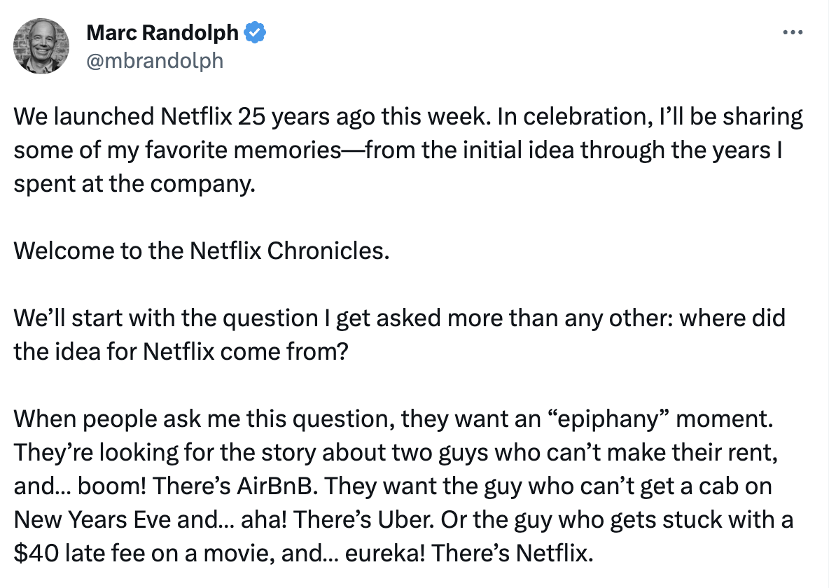 Netflix compie 25 anni, il co-fondatore Marc Randolph racconta 6 ...