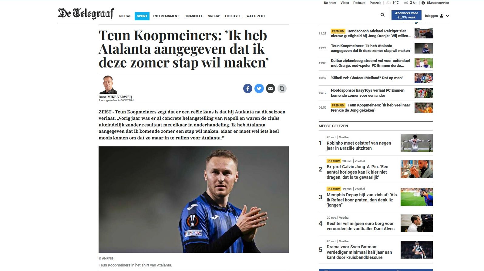 Atalanta Koopmeiners Se Ne Va «ho Chiesto Di Essere Ceduto Ho Perso
