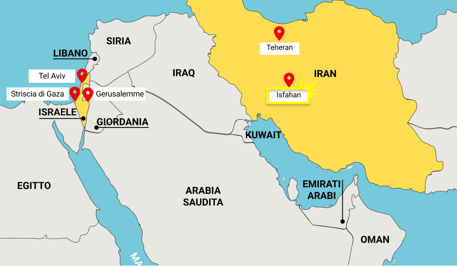 La cartina dell'attacco all'Iran: quanto distano Israele e Isfahan ...