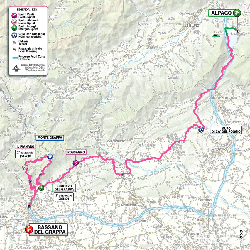 Giro d'Italia, tappa Alpago-Bassano del Grappa: strade chiuse ...
