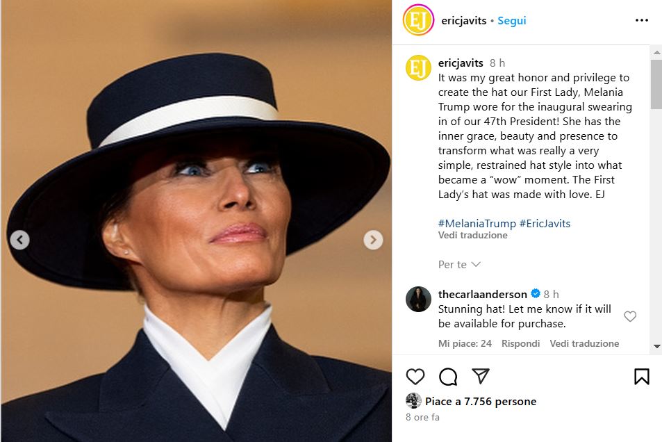 Melania Trump, cappello da regina o da tata? Chi è Eric Javits il suo ...